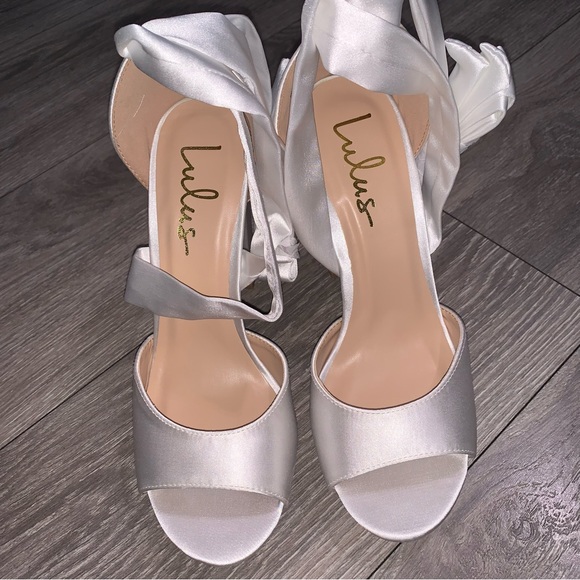 Lulus | Shoes | Lulus New Ivory Satin Wedding Prom Party Satin Lace Up ...